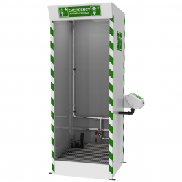 Multi Nozzle Cubicle Decontamination Shower with Drain Sump